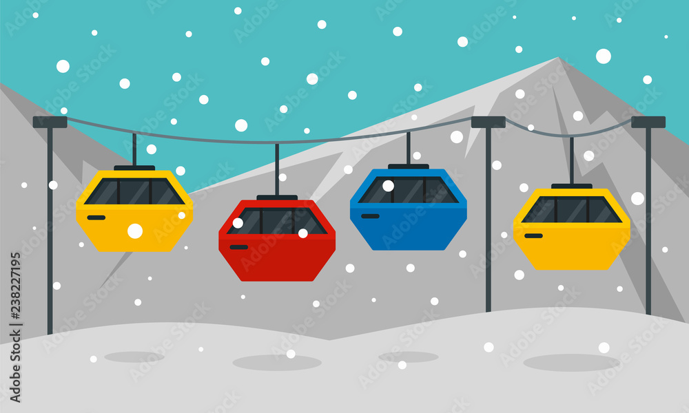Cable car banner. Flat illustration of cable car vector banner for web ...