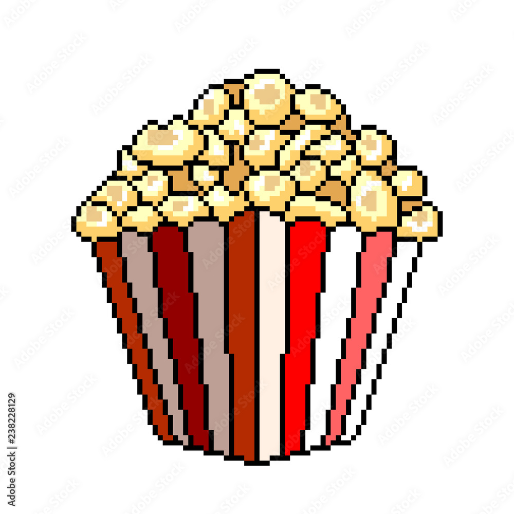 Pixel popcorn bucket detailed illustration isolated vector Stock Vector ...