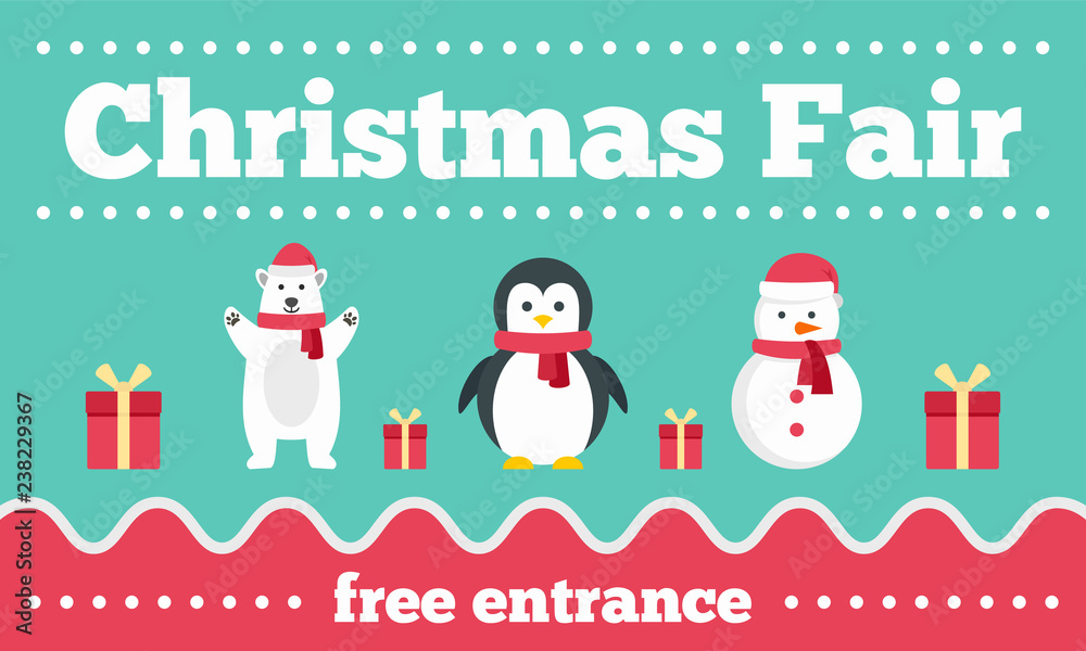 Christmas fair banner. Flat illustration of Christmas fair vector ...