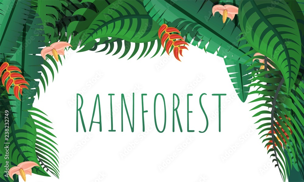 Rainforest concept banner. Cartoon illustration of rainforest vector ...