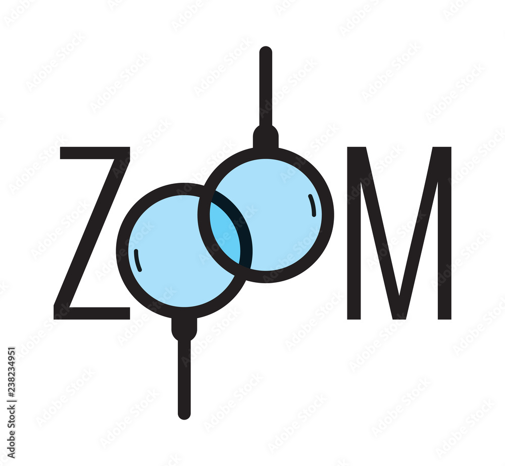 The Zoom Word Zoom Word And Magnifier Logo Design Stock Vector Adobe