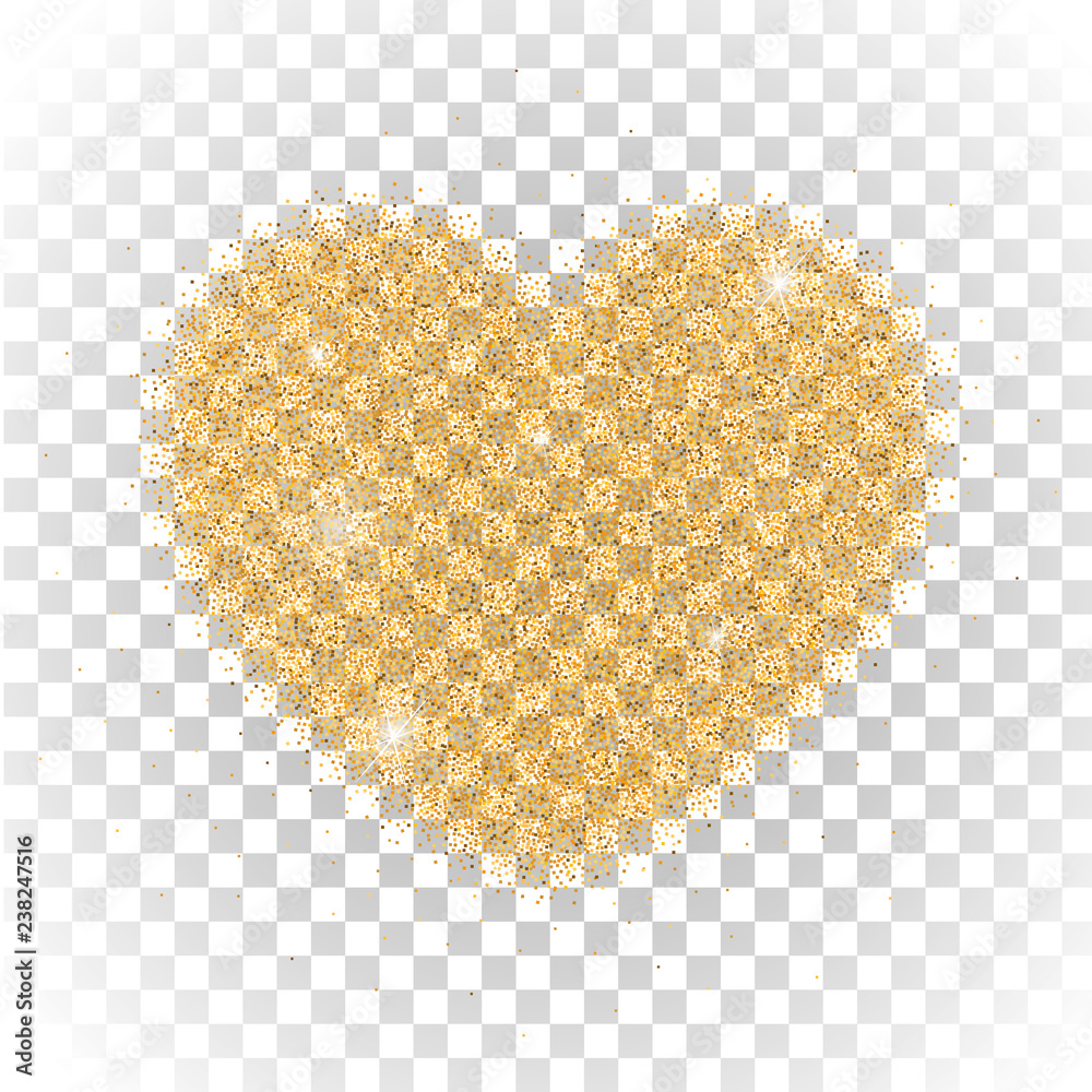 Golden vector heart isolated on transparent background. Gold shiny ...