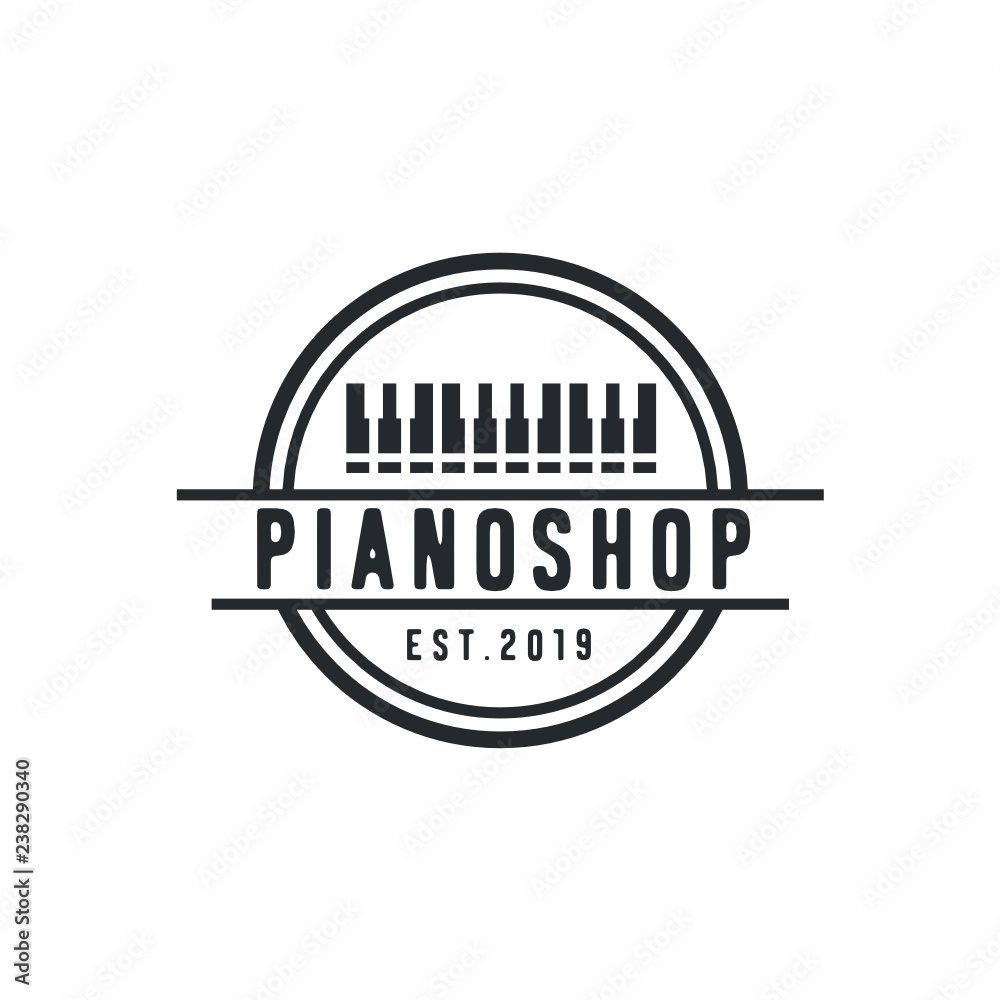 Vector piano shop. Music icon for audio store logo design inspiration ...