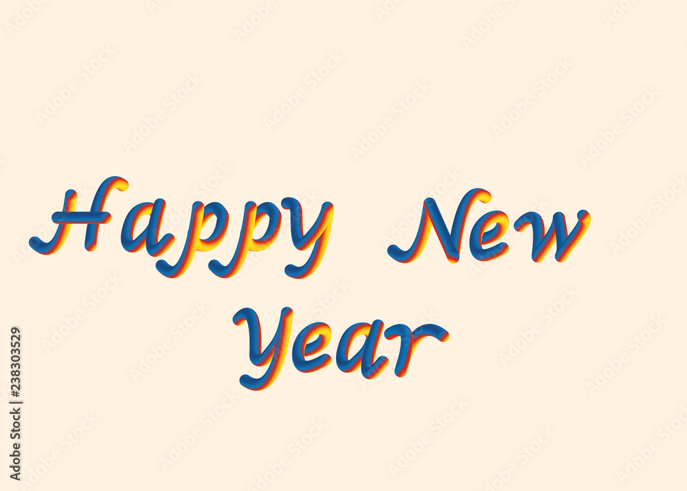 Vector illustration of happy New year font with letters. 3D lettering ...