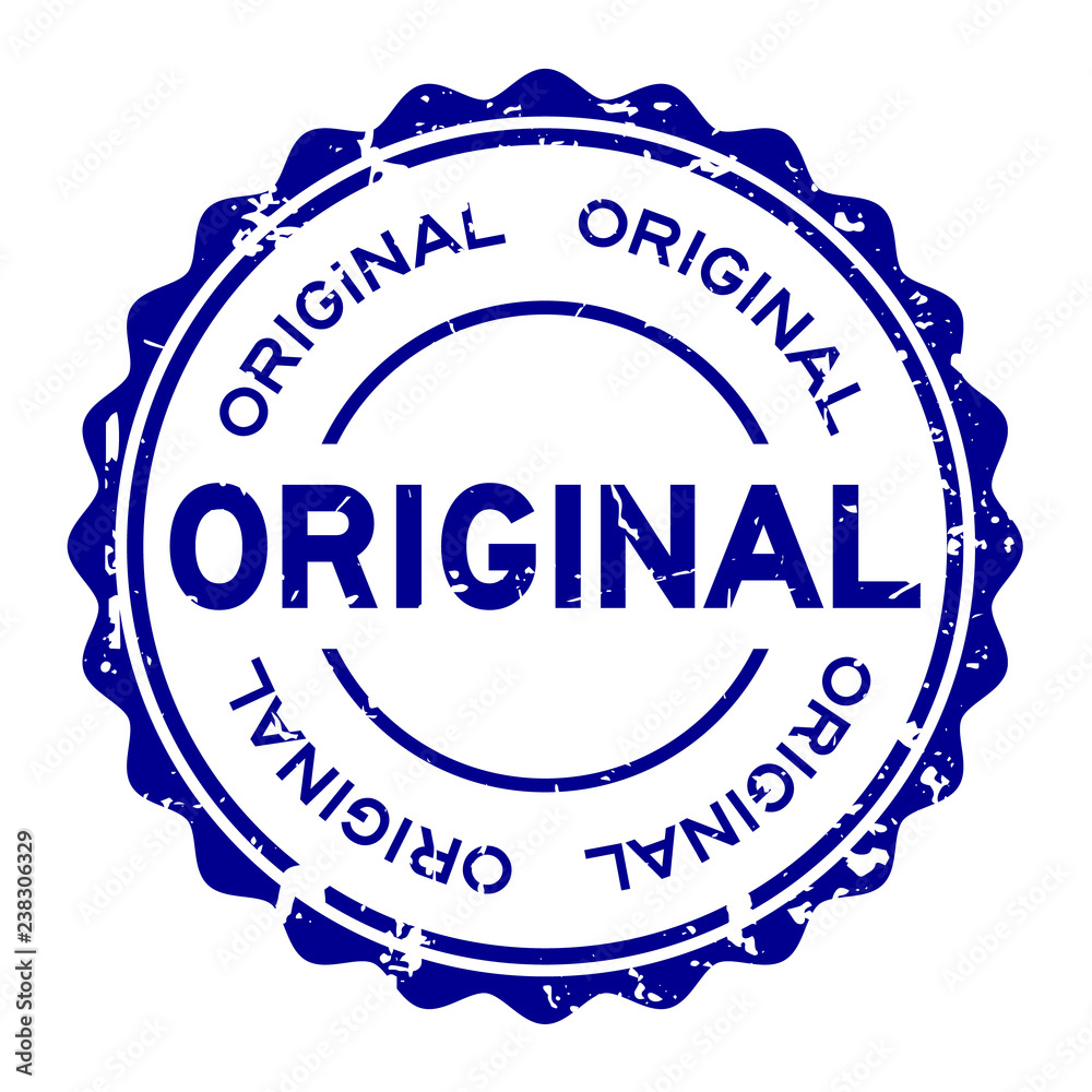 Grunge blue original word round rubber seal business stamp on white ...