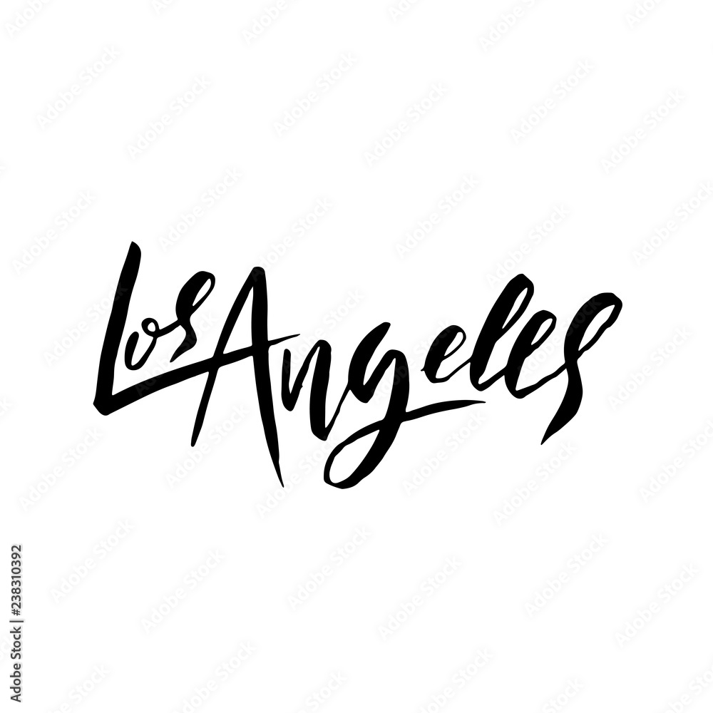 Los Angeles, USA. Typography dry brush lettering design. Hand drawn ...