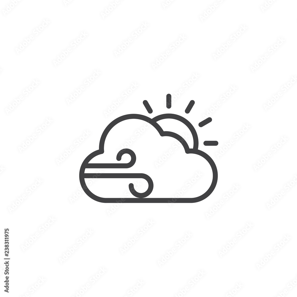Windy weather outline icon. linear style sign for mobile concept and ...