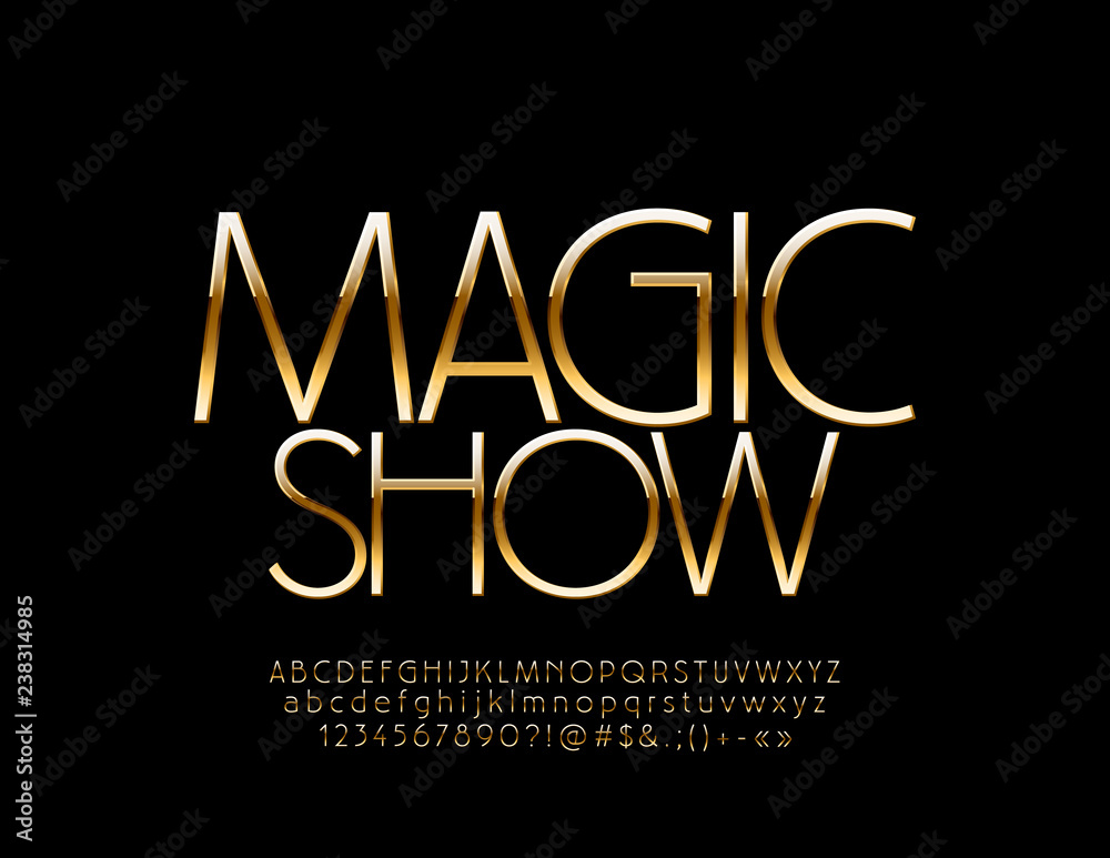Vector stylish Sign Magic Show. Chic thin Font. Luxury Alphabet Letters ...