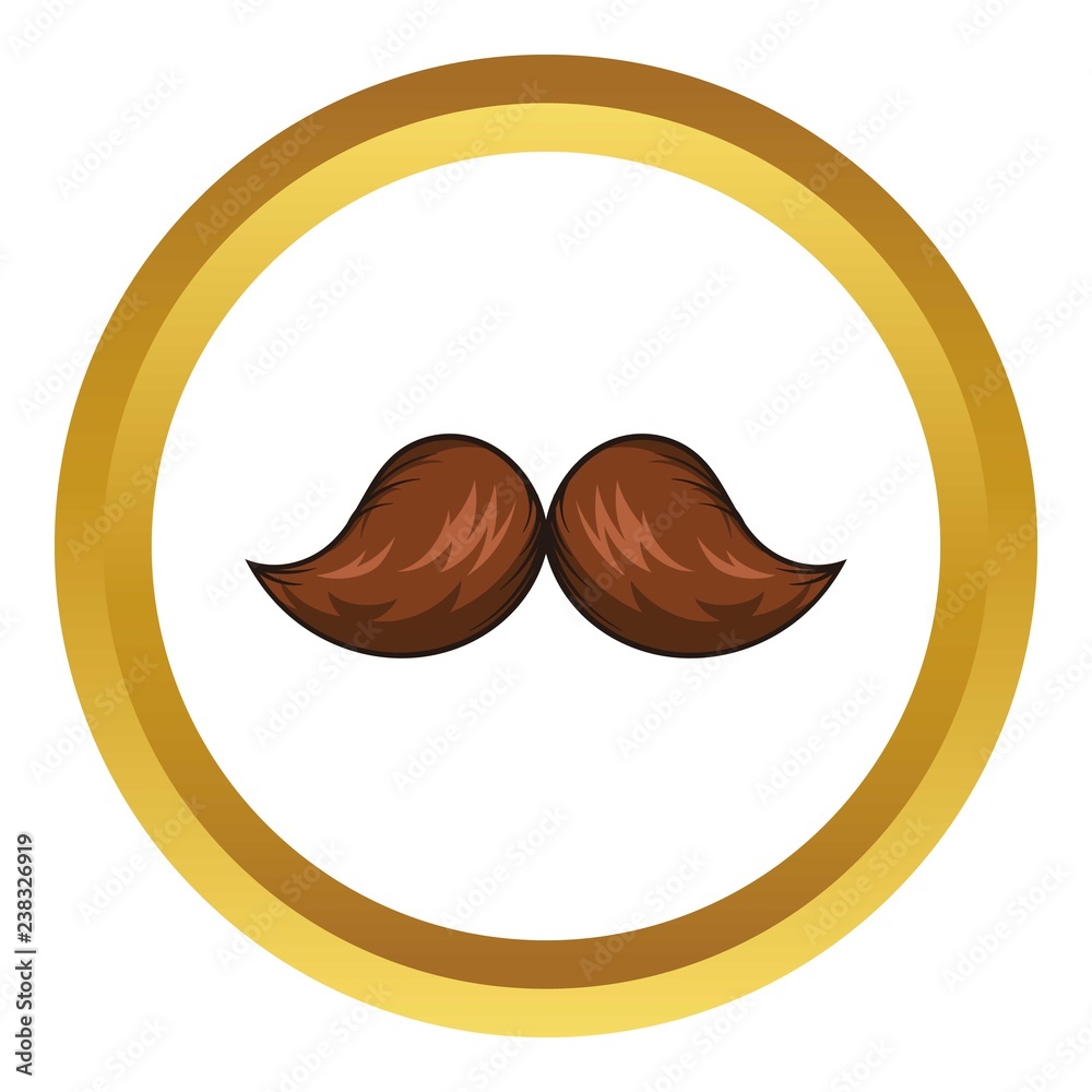 Retro hipster mustache vector icon in golden circle, cartoon style ...