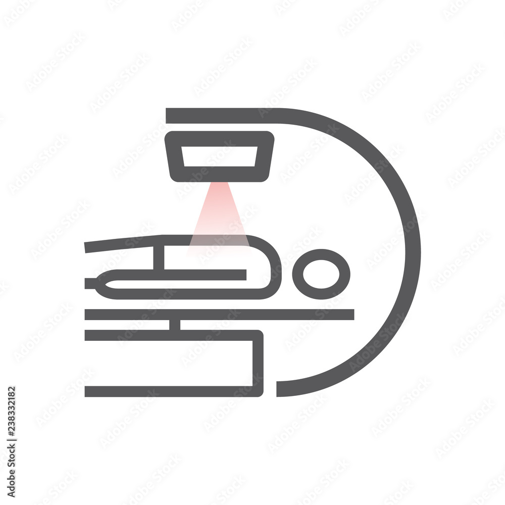 Body CT, CAT Scan. Line icon. Radiotherapy sign. Vector symbol for web ...