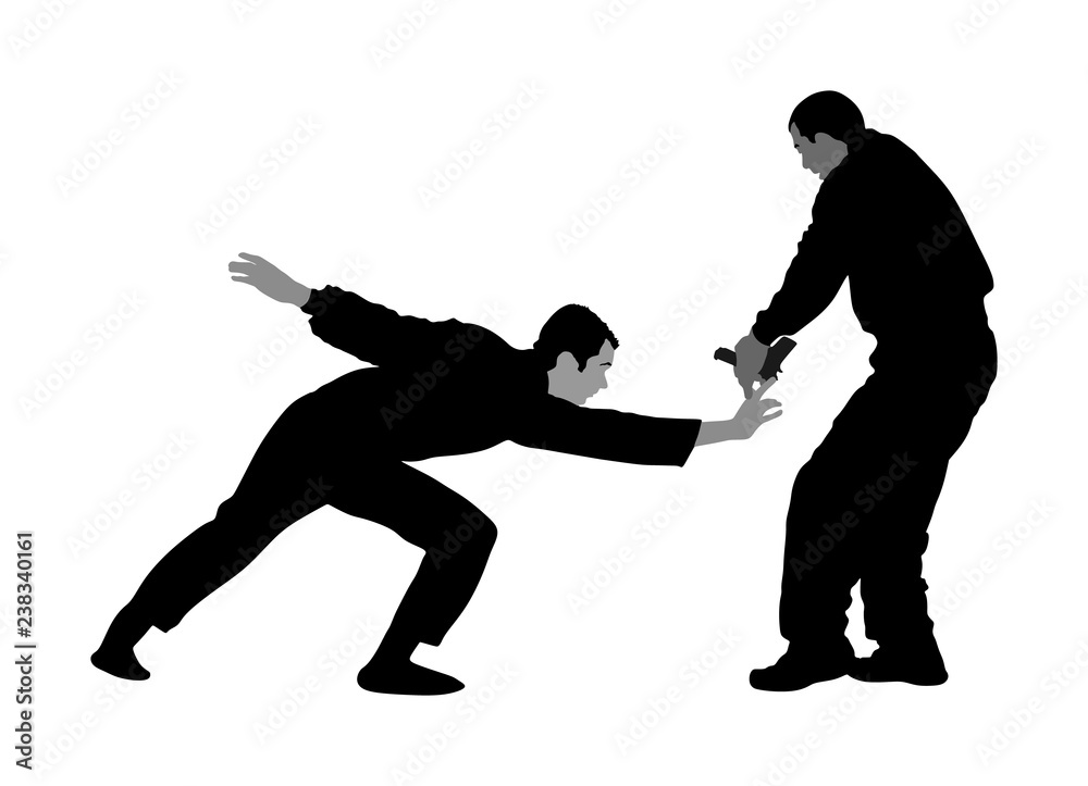 Self defense battle vector silhouette illustration. Man fighting ...