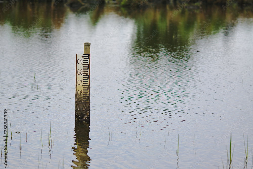Flood water level indicator in water Stock Photo | Adobe Stock