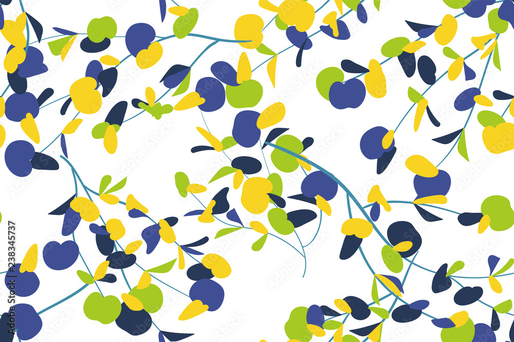 Eucalyptus Vector. Colorful Seamless Pattern with Vector Leaves ...