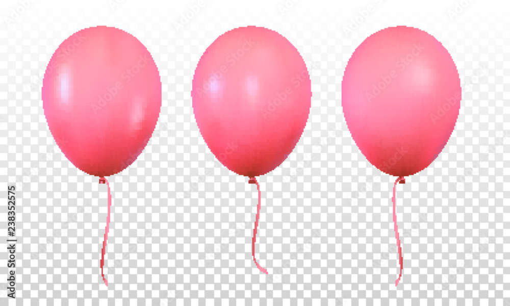Red glossy realistic balloons isolated. Set of realistic helium ...