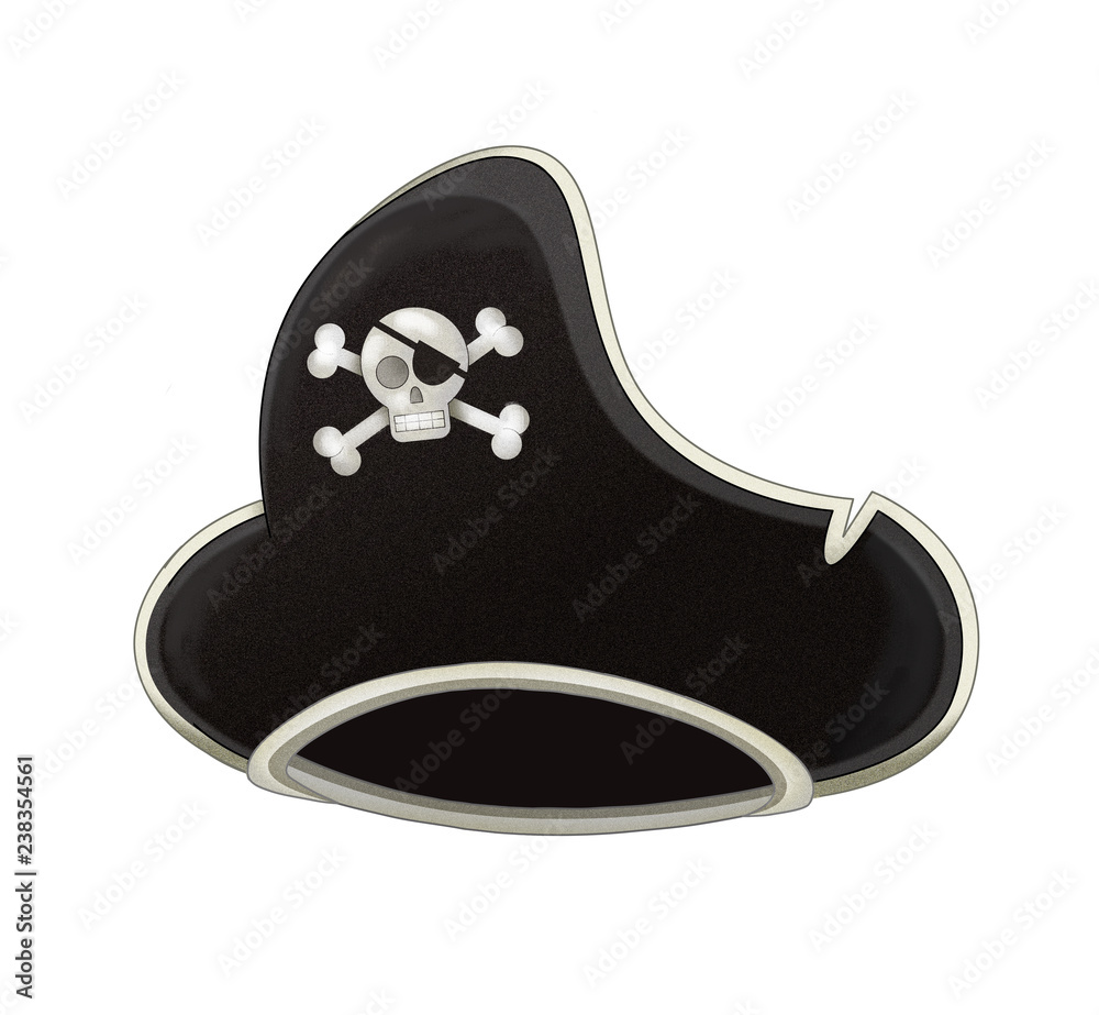 cartoon pirate hat on white background - illustration for children ...