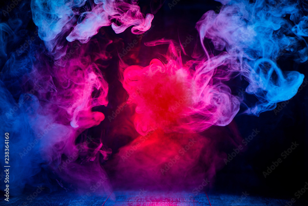 red and blue smoke patterns at dark background Stock Photo | Adobe Stock