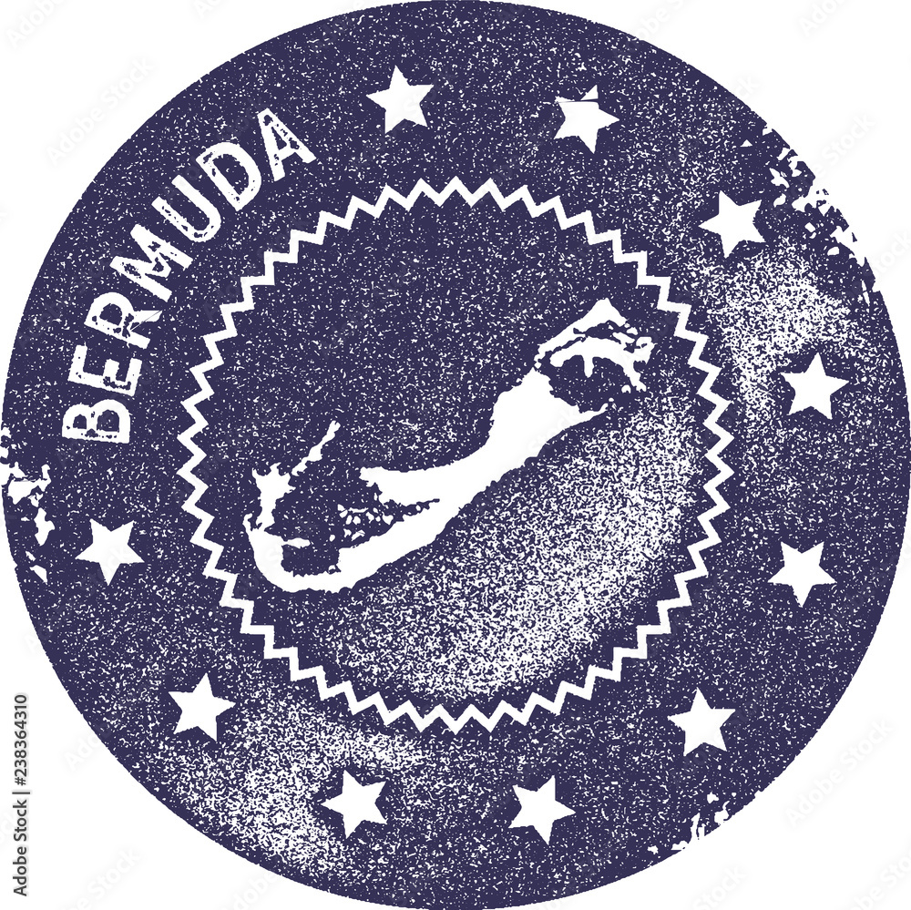 Bermuda map vintage stamp. Retro style handmade label, badge or element ...
