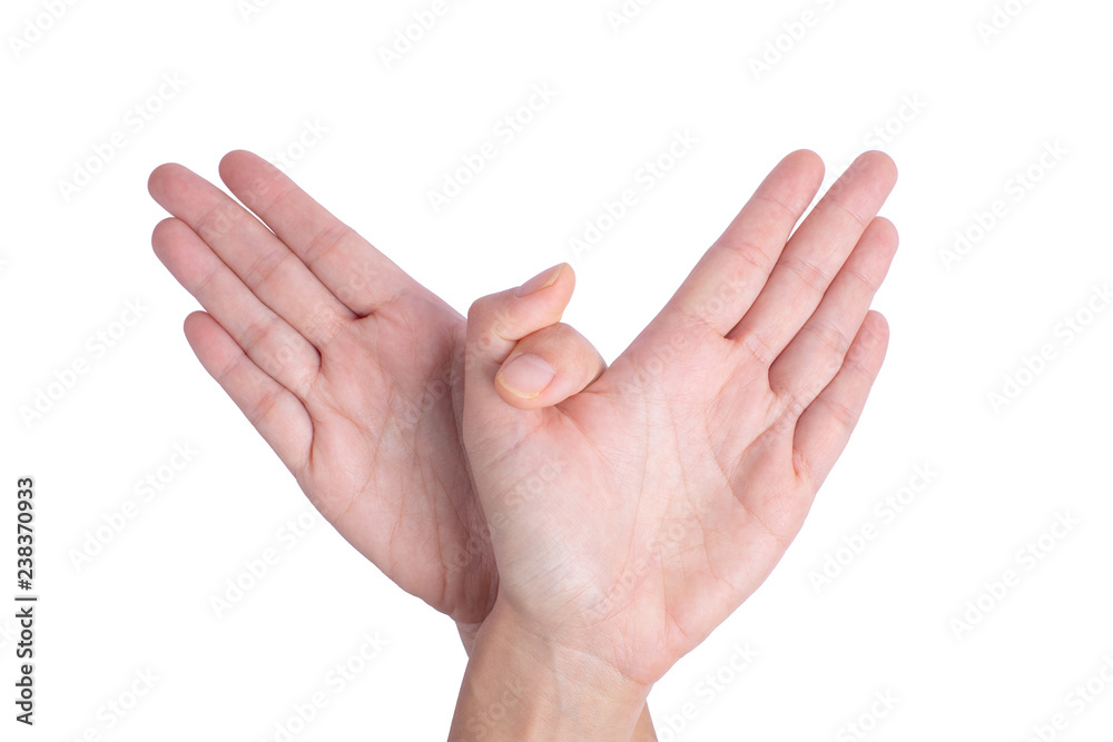 Isolated image of human hand sign or symbol in white background Stock ...