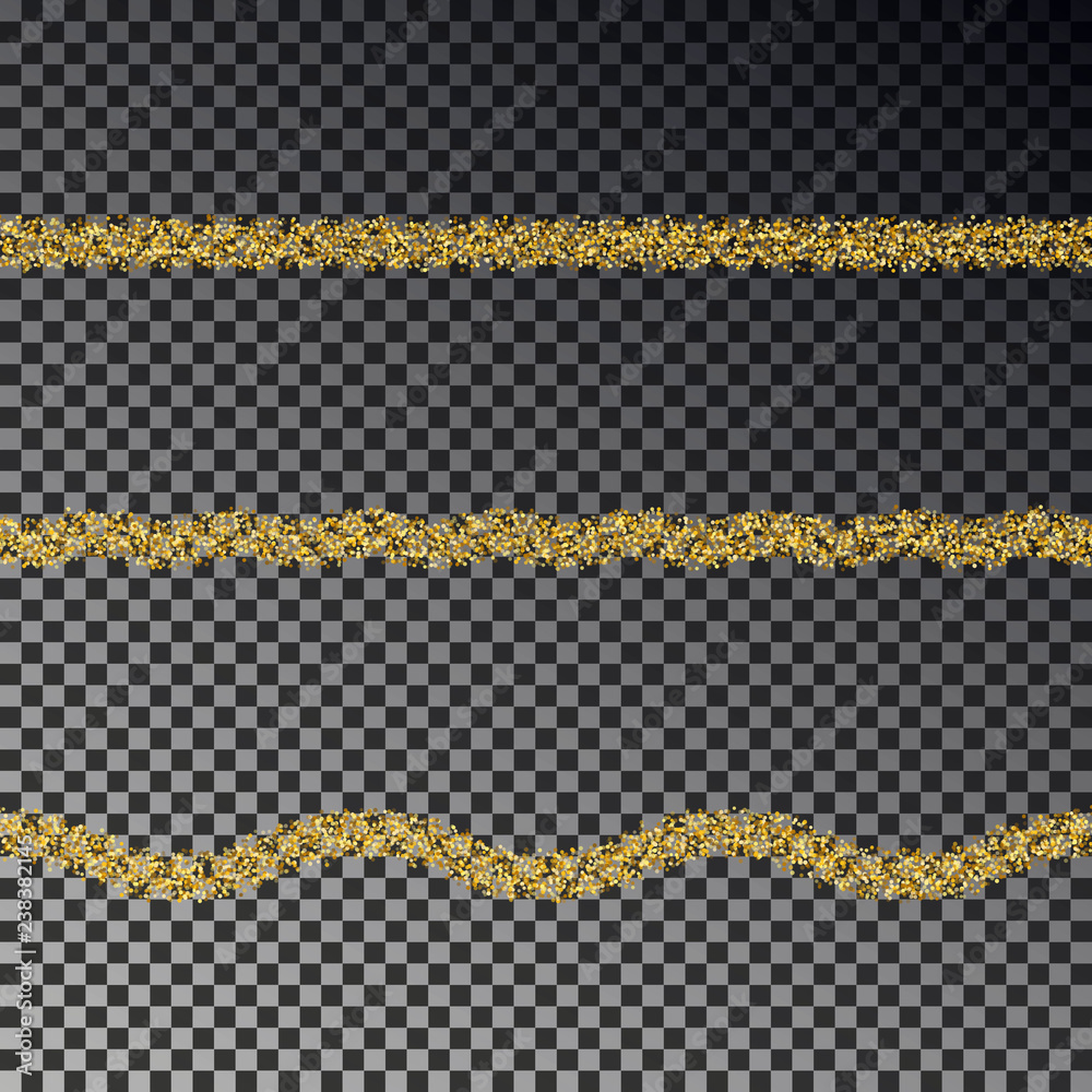 Golden lines vector. Glow glitter light effects isolated on black ...