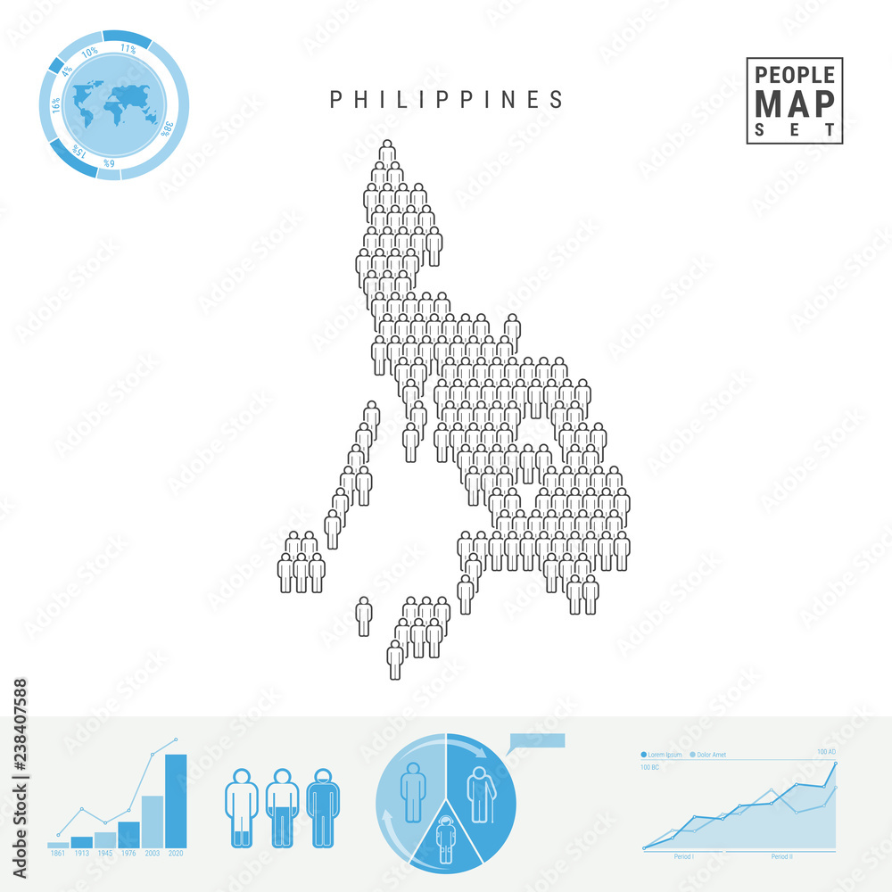 Philippines People Icon Map. People Crowd in the Shape of a Map of ...