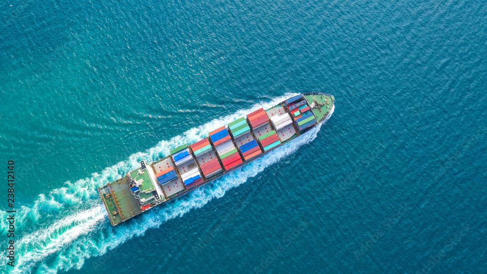 Container ship in export and import business and logistics. Shipping ...