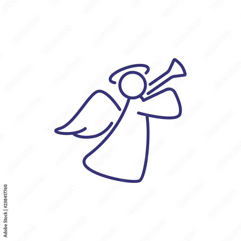 Christmas decoration of angel line icon. Xmas, celebration symbol ...