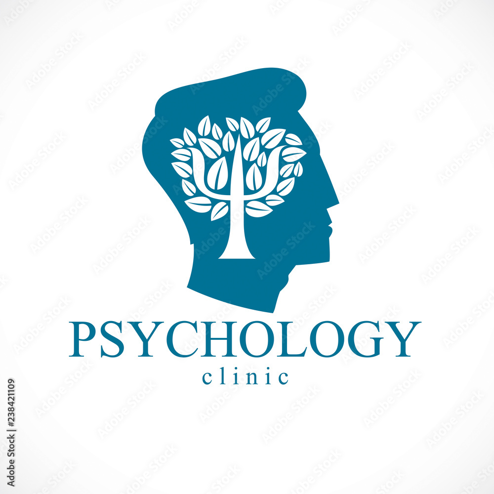 Psychology concept vector logo or icon created with Greek Psi symbol as ...