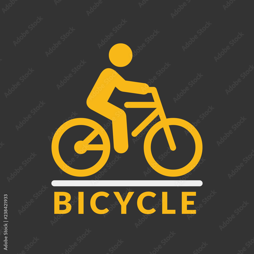 Vector isolated bicycle icon on a black background. Cycle silhouette ...