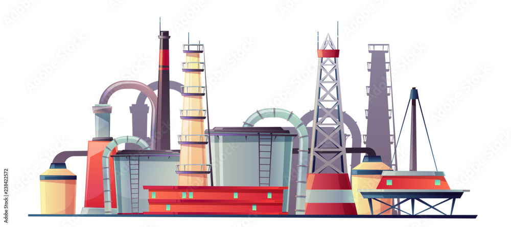 Vector fuel industry refinery plant, metal pipes and tower for ...