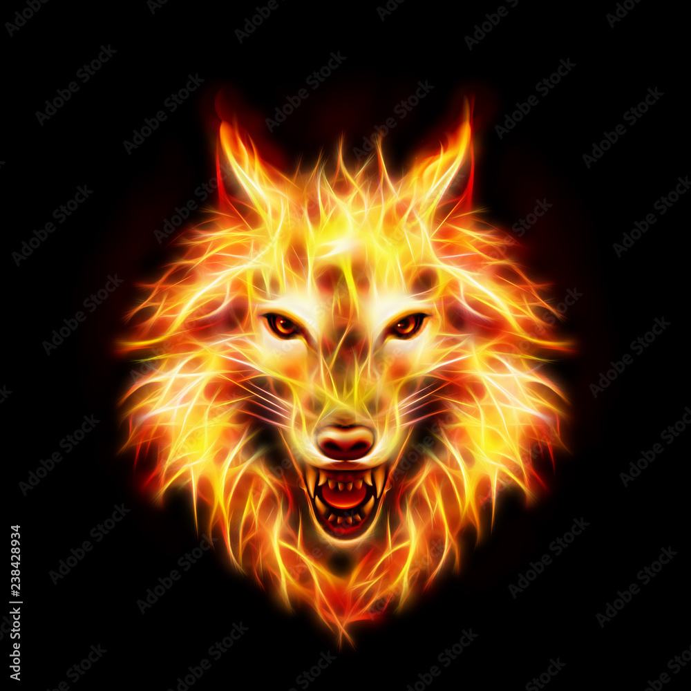 Fire Wolf Head Stock Illustration | Adobe Stock