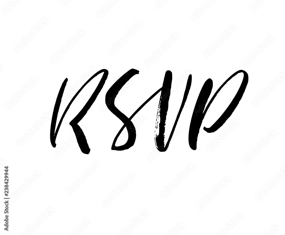 RSVP, wedding card. Hand drawn brush style modern calligraphy. Vector ...
