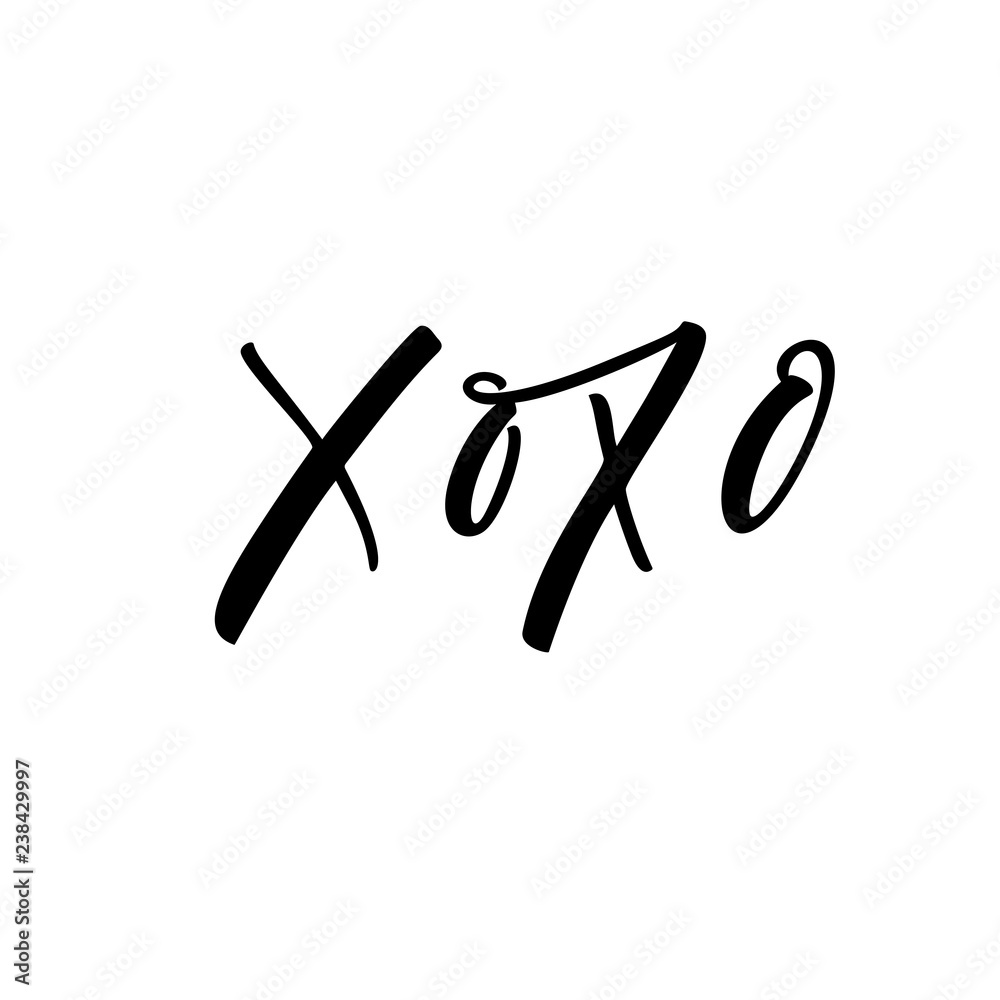 Hand drawn lettering Xoxo. Hand drawn brush style modern calligraphy ...