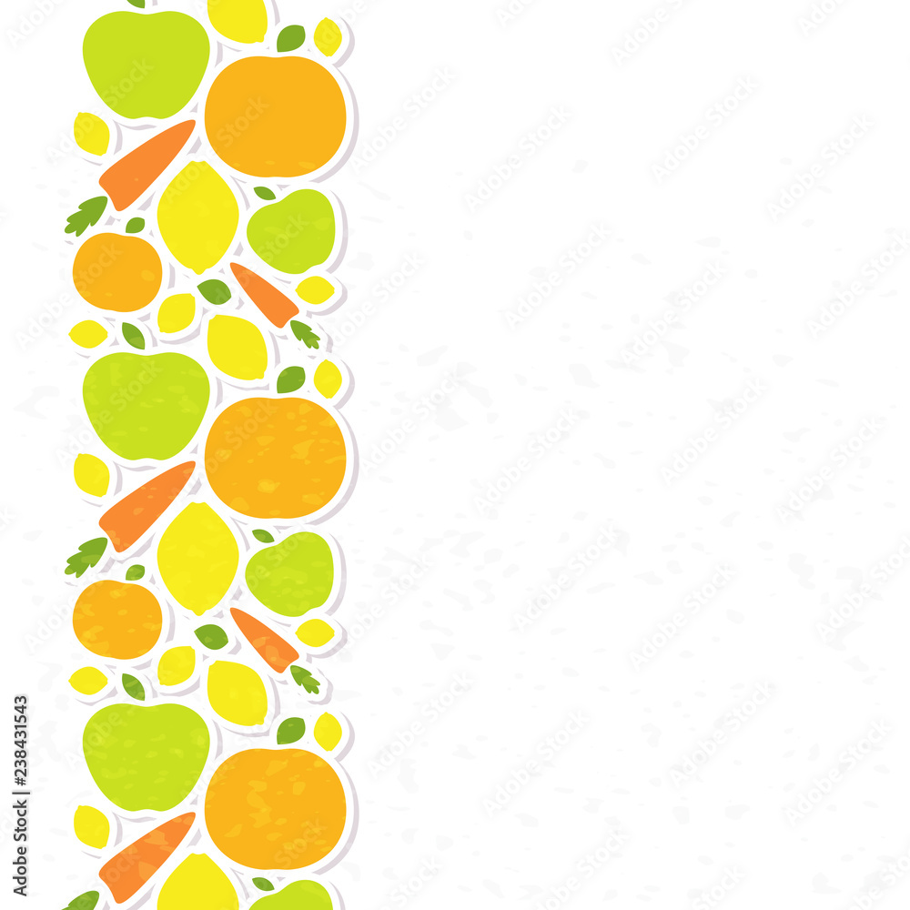 Healthy food veggie banner design, poster with decorated fruits and ...