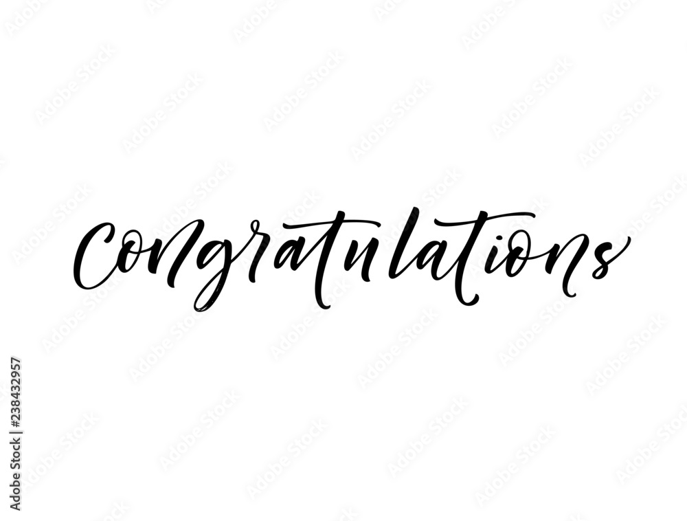 Congratulations card. Hand drawn brush style modern calligraphy. Vector ...