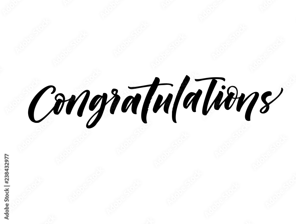 Congratulations card. Hand drawn brush style modern calligraphy. Vector ...