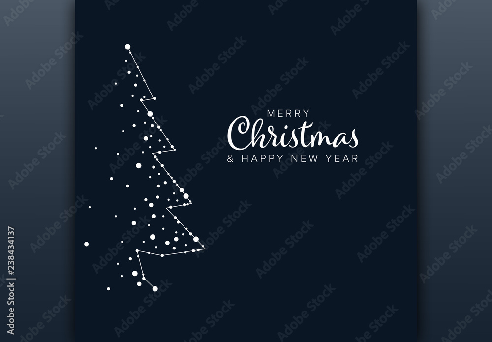 Christmas Card Layout with Minimalist Tree Illustration Stock Template ...