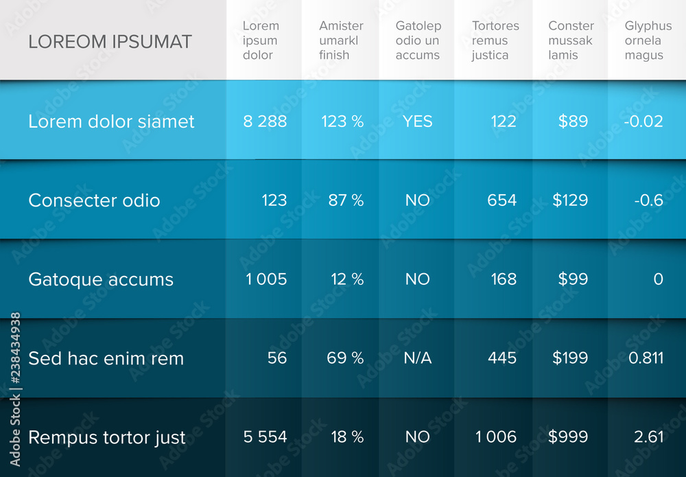 Table Infographic Layout with Blue Ombre Design Stock Template | Adobe ...