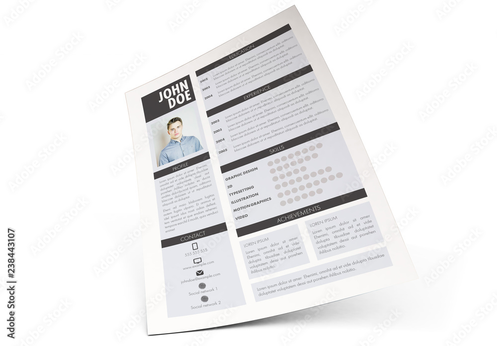 Vertical Resume Layout Stock Template | Adobe Stock
