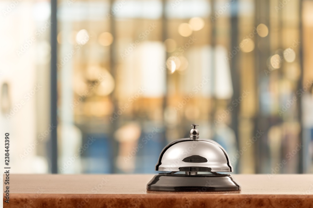 Vintage hotel reception service desk bell on Stock Photo | Adobe Stock