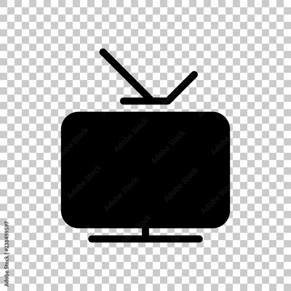 Smart TV, analog television. Icon of media. Black symbol on tran Stock ...