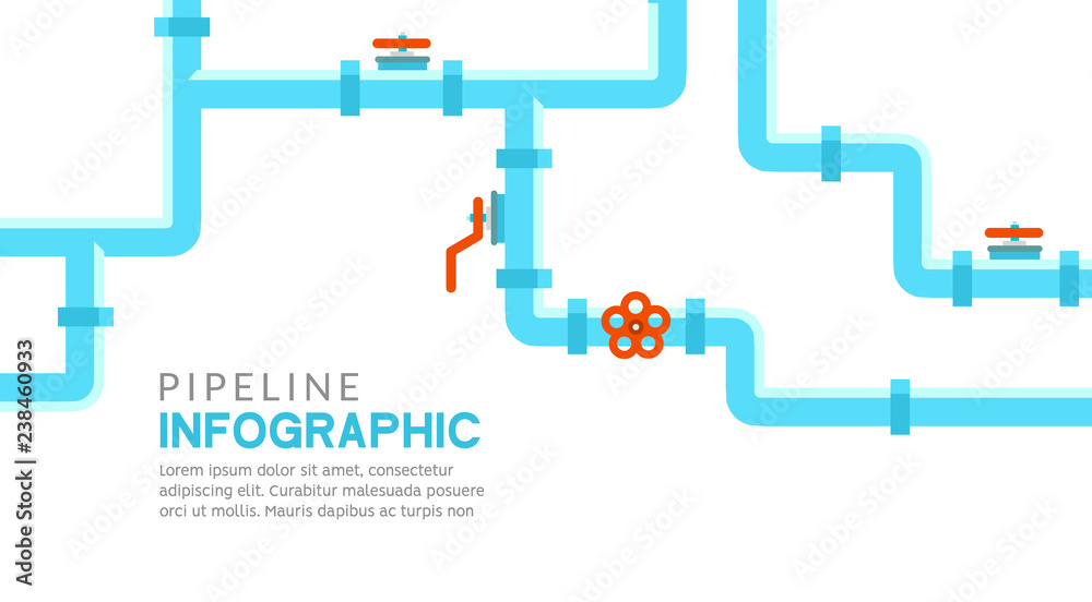 Pipeline infographic. Oil, water or gas flat valve vector design ...