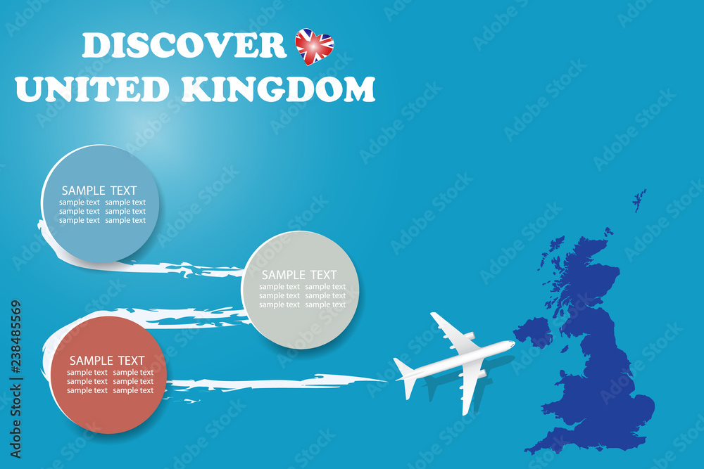 Discover United Kingdom template vector showing the plane approaching ...