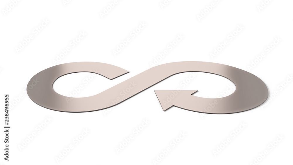 Circular economy concept. Grey metal roller and arrow infinity ...