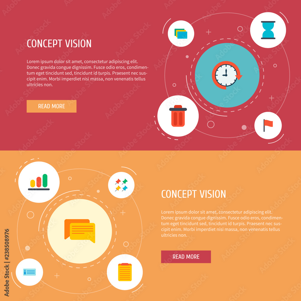 Set of task manager icons flat style symbols with different pins ...