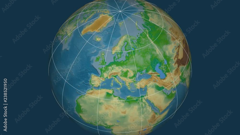 Zoom-in on Poland outlined. Physical map Stock Video | Adobe Stock