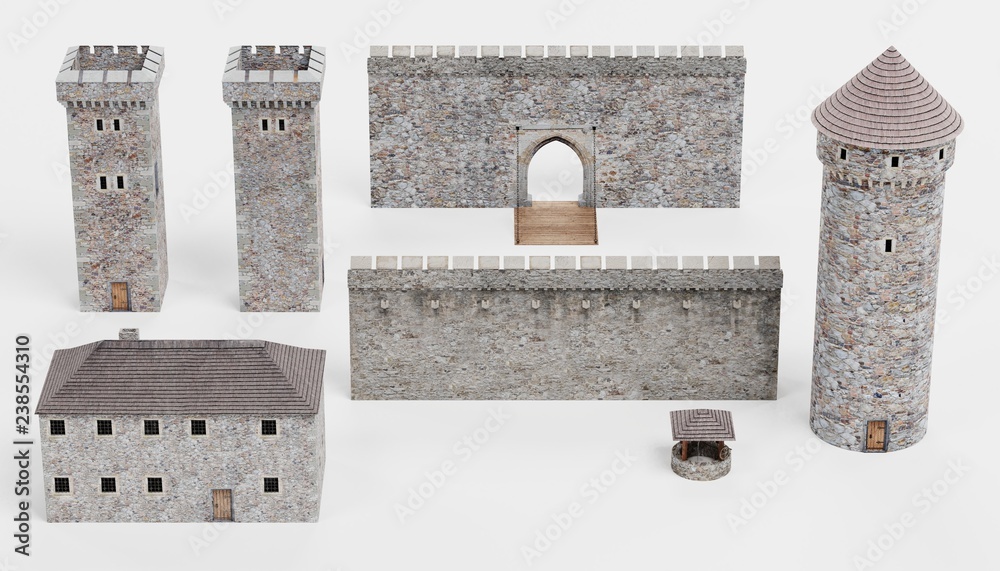 Realistic 3D Render of Medieval Set Stock Illustration | Adobe Stock
