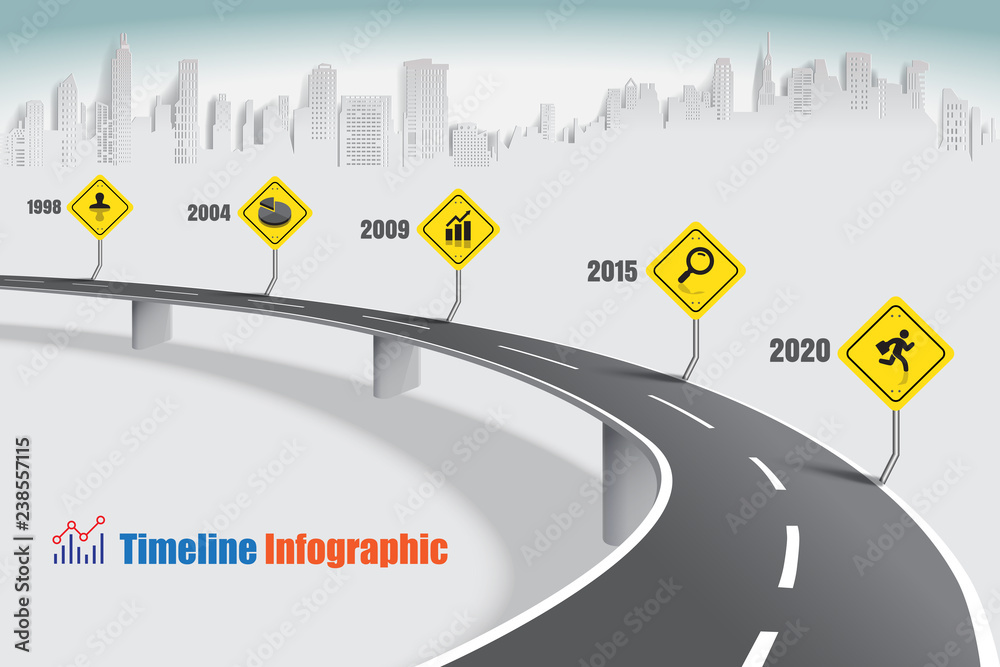 Business road map timeline infographic expressway concepts designed for ...