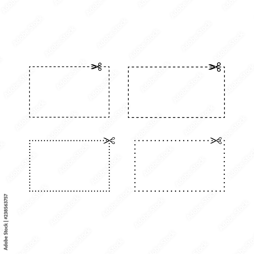 Rectangle coupons dashed and dotted line templates. Coupon vector frame ...