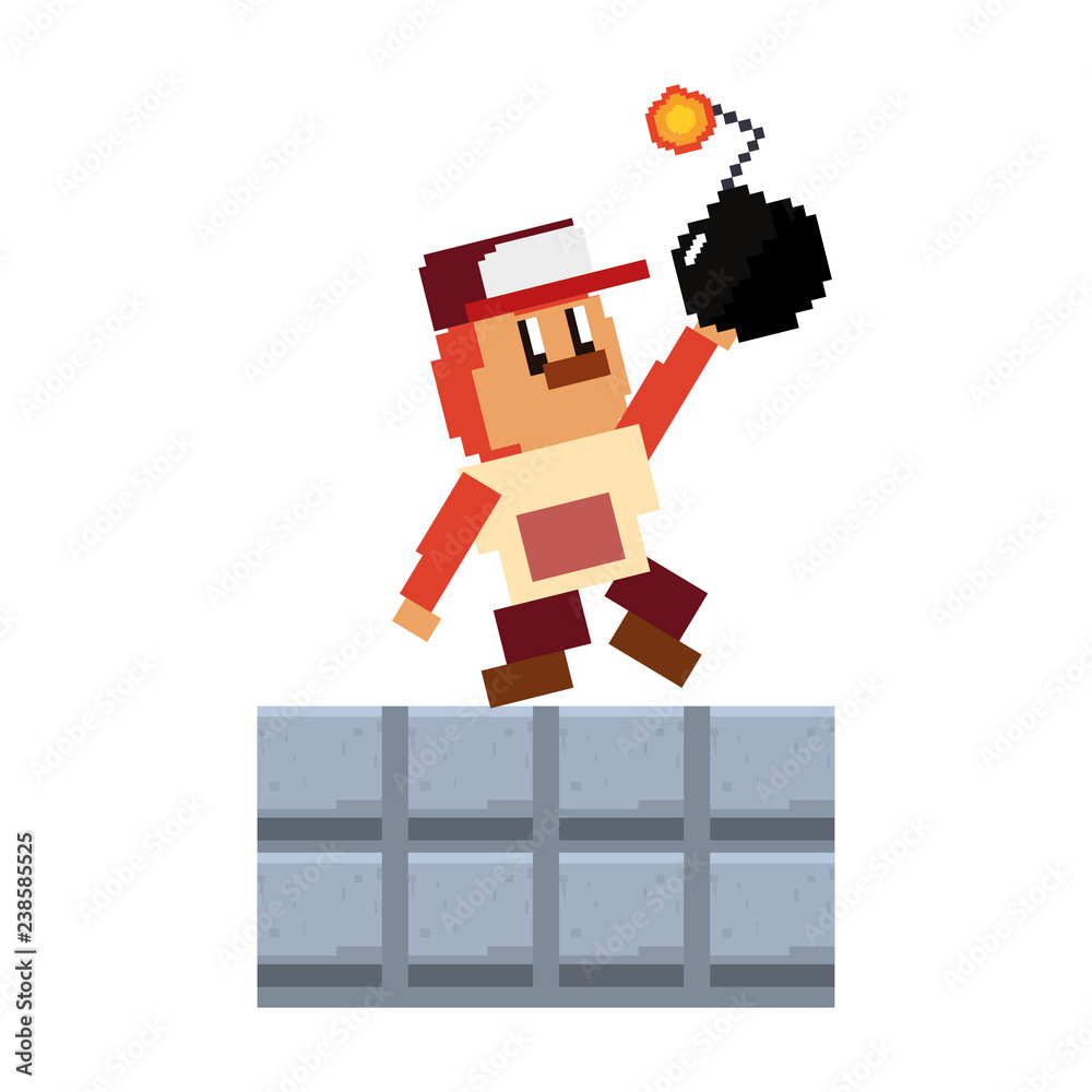 pixelated video game Stock Vector | Adobe Stock