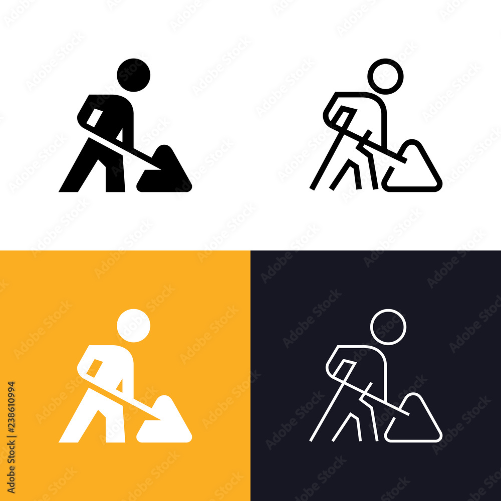 Road Construction Icon Set Stock Vector | Adobe Stock